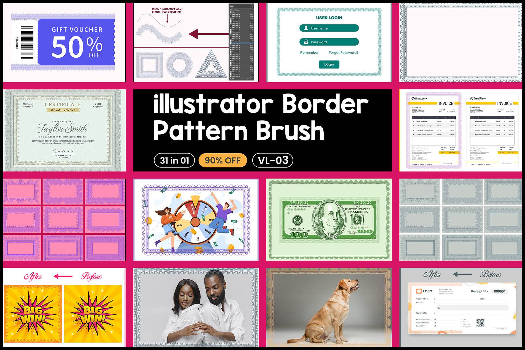 Photoshop Action - Unique Border Frame Brush Bundle