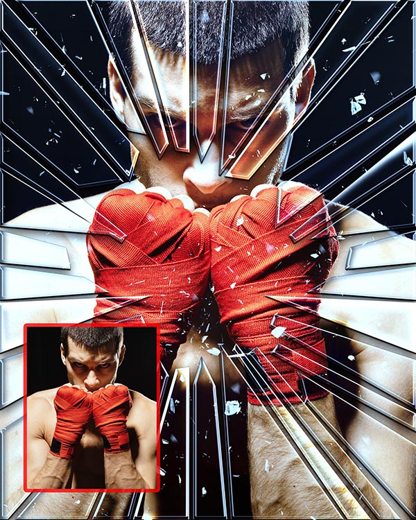 Photoshop Action - Portrait Broken Glass Photo Effect