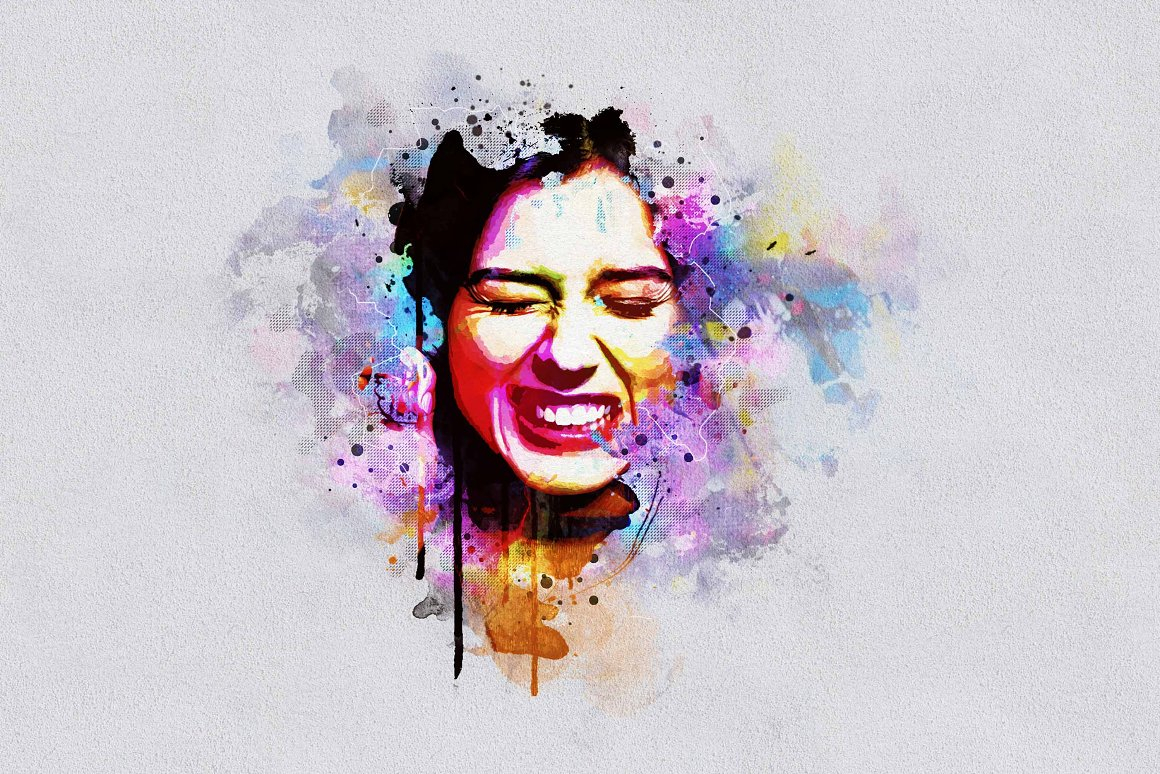 Photoshop Action - Realistic watercolor paint effect Template