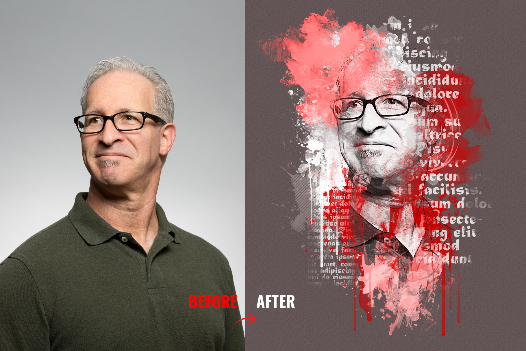 Photoshop Action - Novel Text Portrait Art Photo Effect