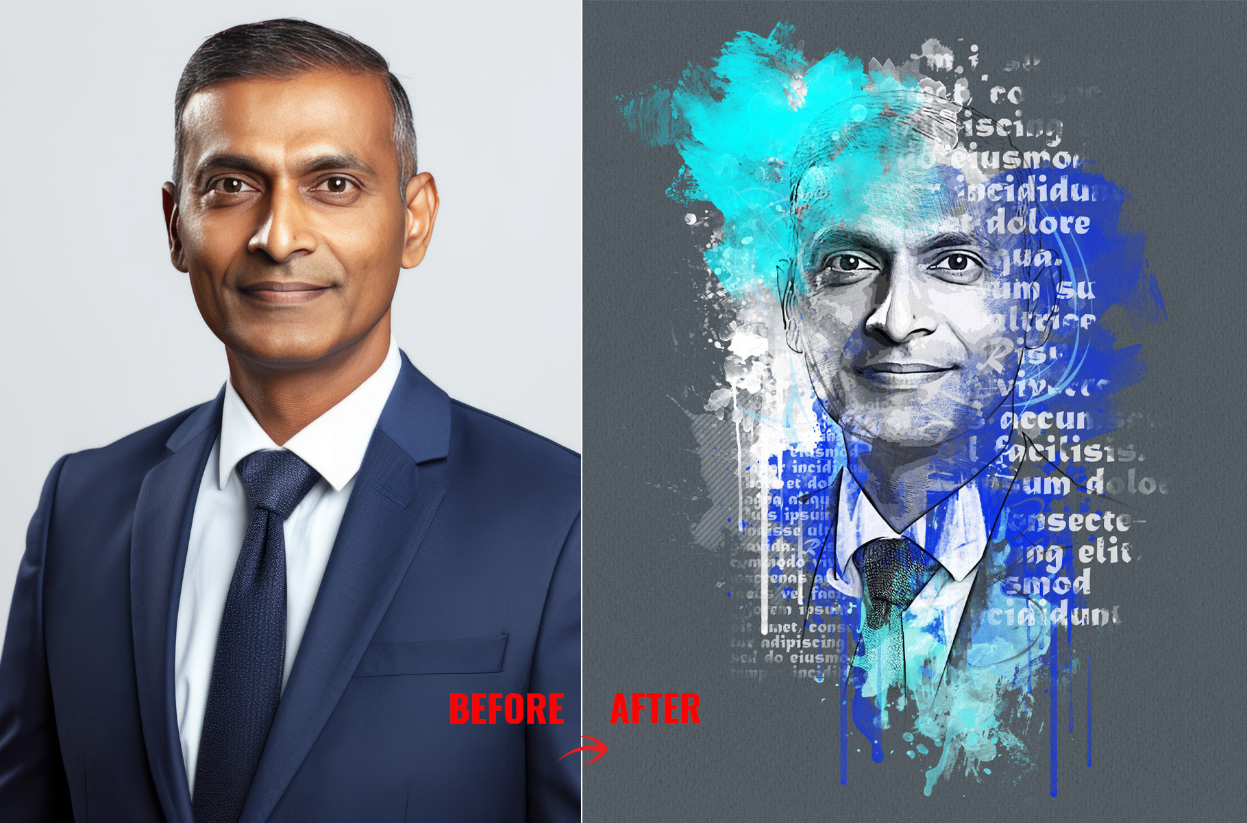 Photoshop Action - Novel Text Portrait Art Photo Effect